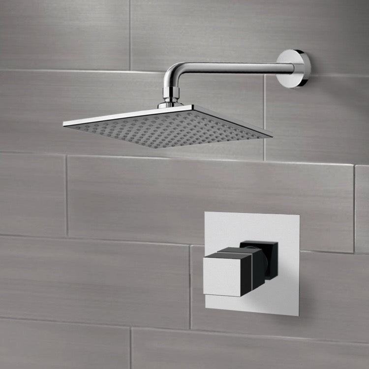 Mario Chrome Thermostatic Shower Faucet Set with 8" Rain Shower Head